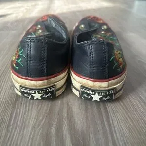 Converse | Shoes | Converse Black Leather Sneakers With Red And Yellow ...